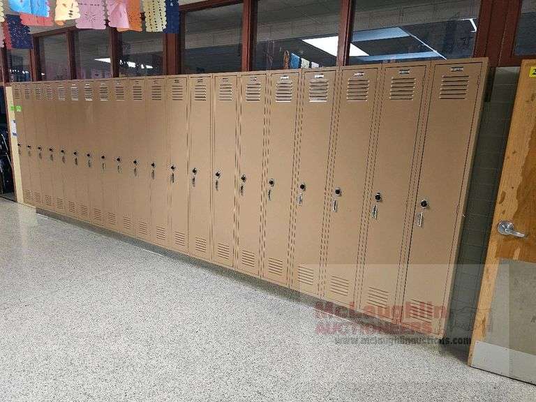 Beige Metal School Lockers, 18 Units, Combination Locks. 2-240 to 2-259 ...