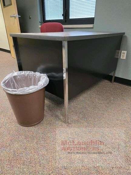Office Desk with chair and garbage can - McLaughlin Auctioneers, LLC ...