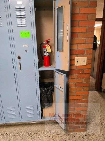 Gray Combination Lockers with Fire Extinguisher and Garbage Compartment ...