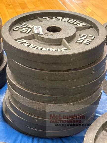 Standard 35 lb Cast Iron Weight Plates, Olympic Size, "Standard Barbell ...