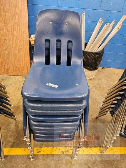 Blue Stackable Chairs - McLaughlin Auctioneers, LLC- mc-bid.com