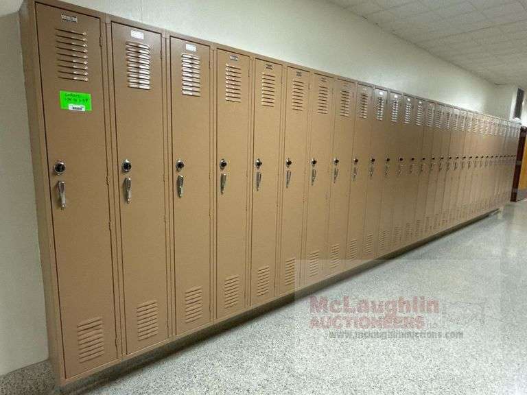 Beige Metal School Lockers with Combination Locks 1-30 to 1-59 ...