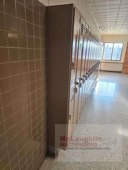 Beige Metal Lockers with Built-in Combination Locks, Fire Extinguisher ...