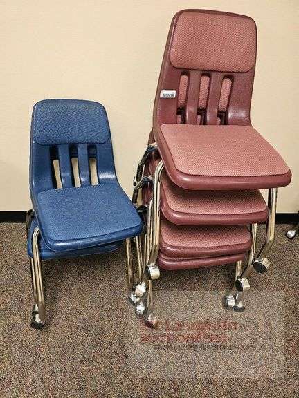 Virco 9000 Series School Chairs, Blue and Burgundy, Stackable Design ...