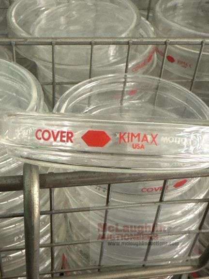 Kimax Laboratory Glass Petri Dishes in Metal Storage Basket ...