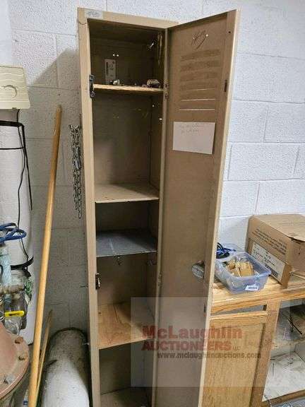 Beige Metal Storage Locker - McLaughlin Auctioneers, LLC- mc-bid.com