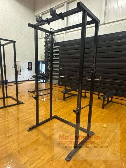 Black Steel Power Rack with Pull-up Bar and Adjustable J-hooks ...