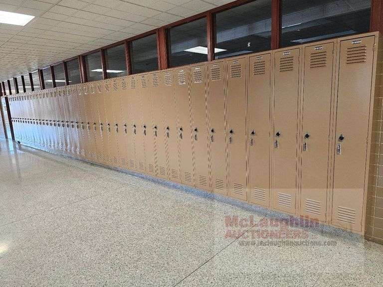 Beige Metal School Lockers, Combo Locks, Louvered Vents. 2-348 to 2-387 ...