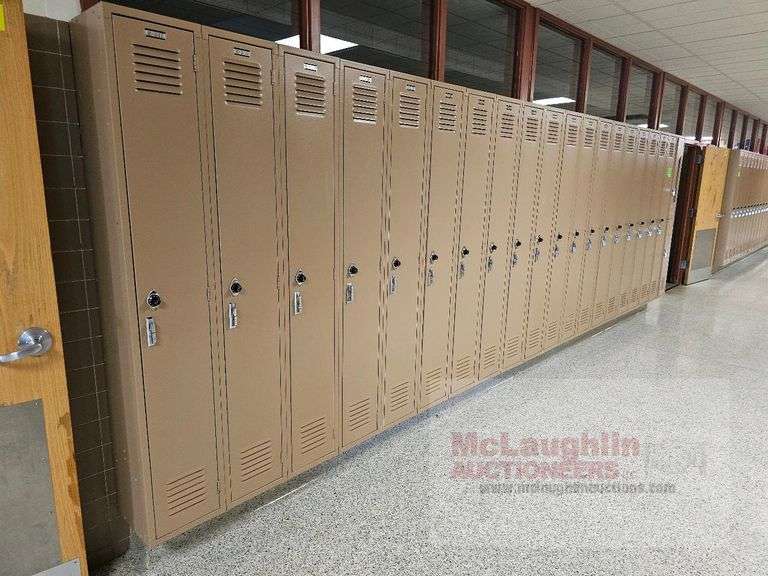Beige Metal Corridor Lockers with Combination Lock, Integrated Fire ...
