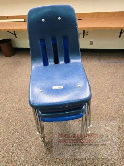 Stackable Blue School Chairs - McLaughlin Auctioneers, LLC- mc-bid.com