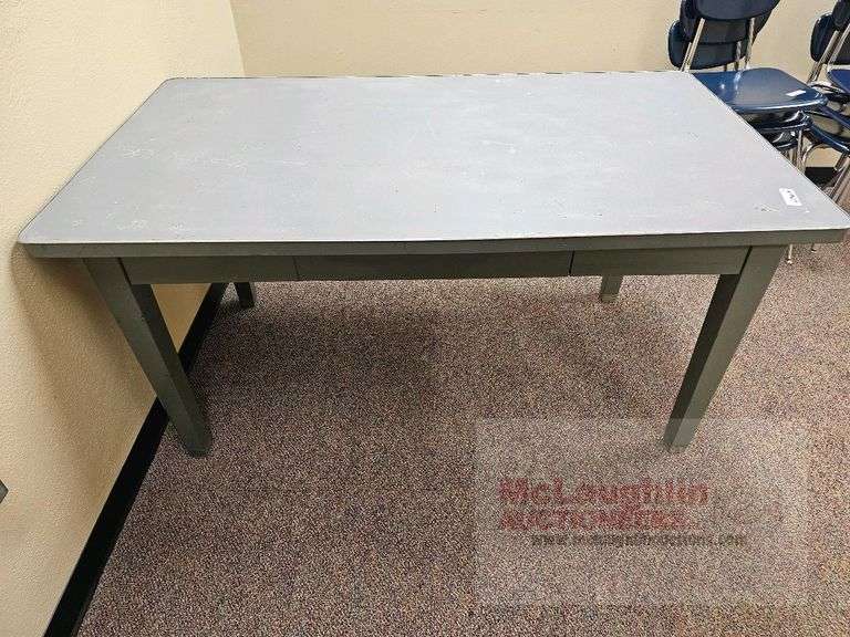 Gray Metal Table with Drawer, Serial Number 25683 - McLaughlin ...
