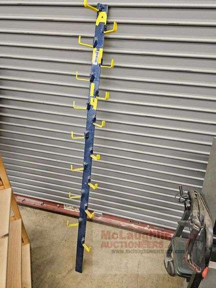 Metal Ladder Rack with 12 Hooks, Blue and Yellow, Approx. 6 ft Height ...