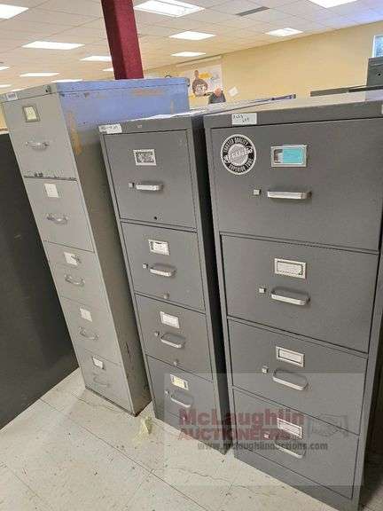 3 Gray Vertical Metal Filing Cabinets - McLaughlin Auctioneers, LLC- mc ...