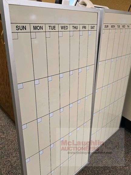 Dual Dry Erase Monthly Calendar Boards, 24"x36", Aluminum Frame, Wall ...