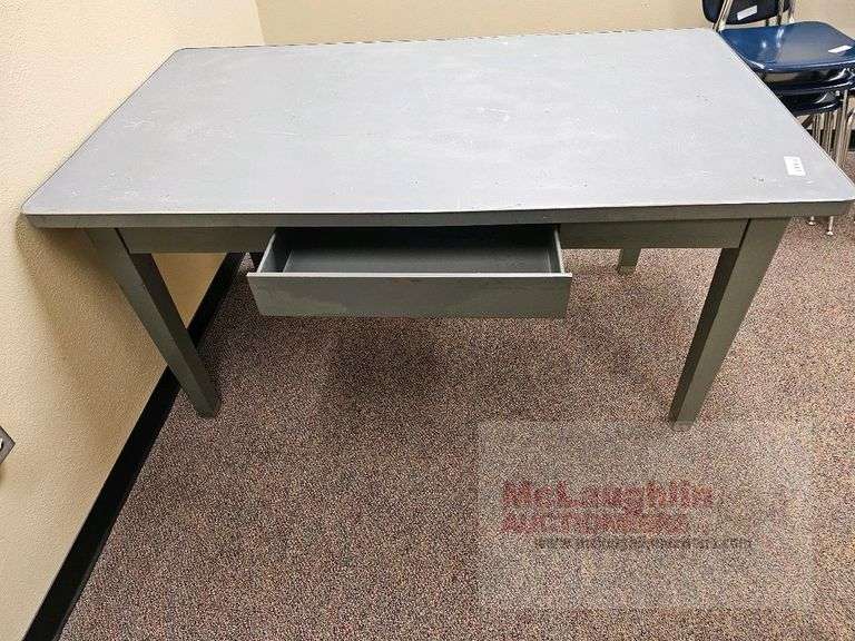 Gray Metal Table with Drawer, Serial Number 25683 - McLaughlin ...