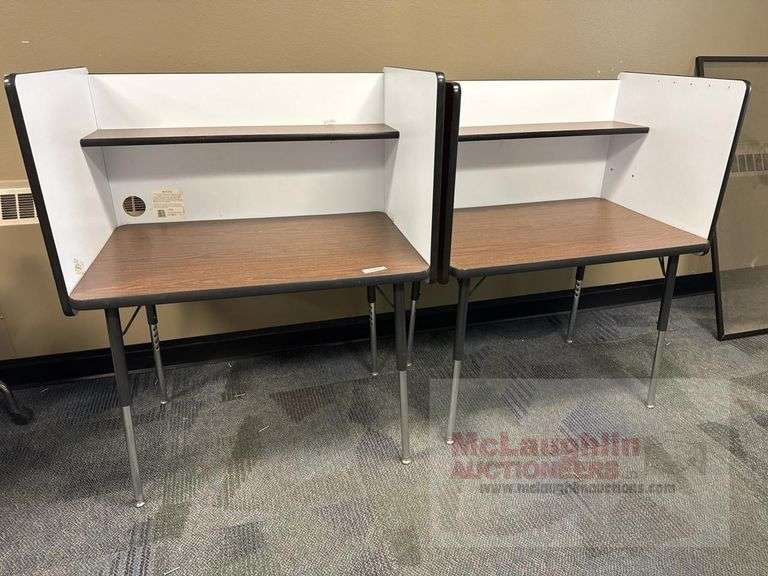 2 Study Carrel Desk, 36"x24"x42", Wood Laminate, Privacy Panels ...