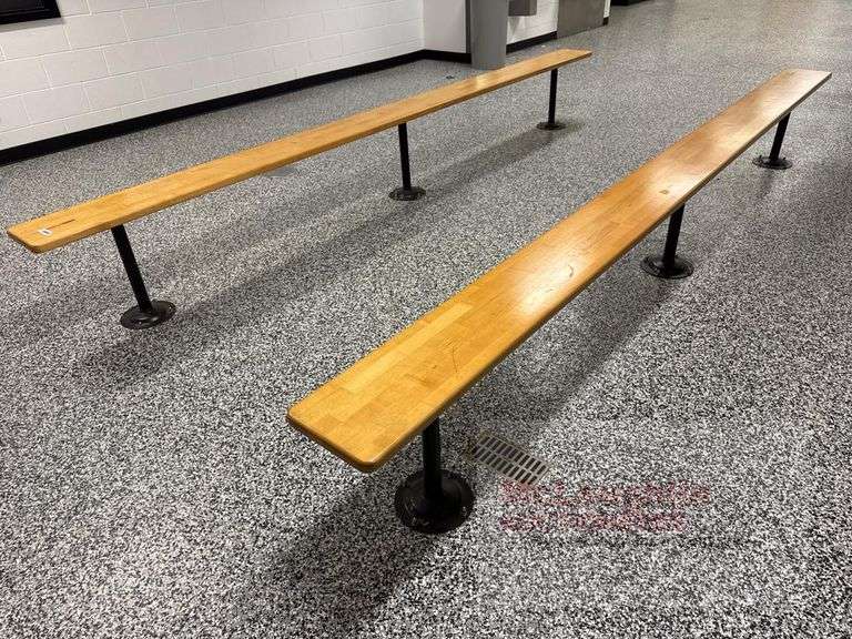 Two Locker Room Benches, Wood Top, Floor Mounted - McLaughlin ...