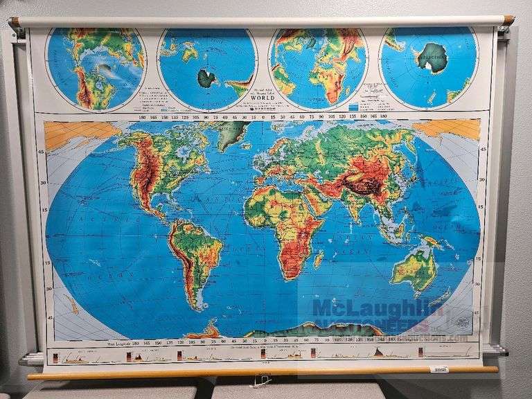 Nystrom Pictorial Relief World Map, Roll-up, Topographical, Editor: Barton & Kohn - McLaughlin ...