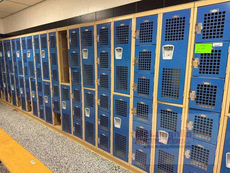 Beige and Blue Metal Gym/School Lockers, Ventilated Doors, Multiple ...
