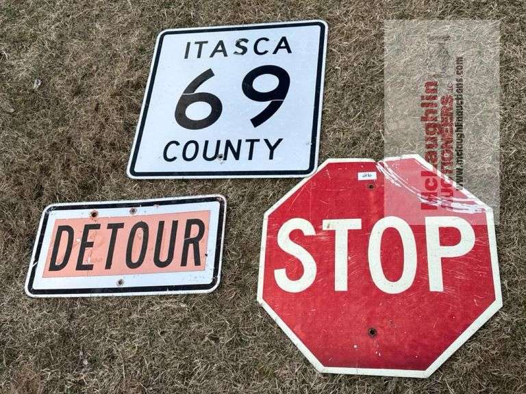 Traffic Signs Set: Stop, Detour, Itasca 69 County - Metal, 30" Stop ...