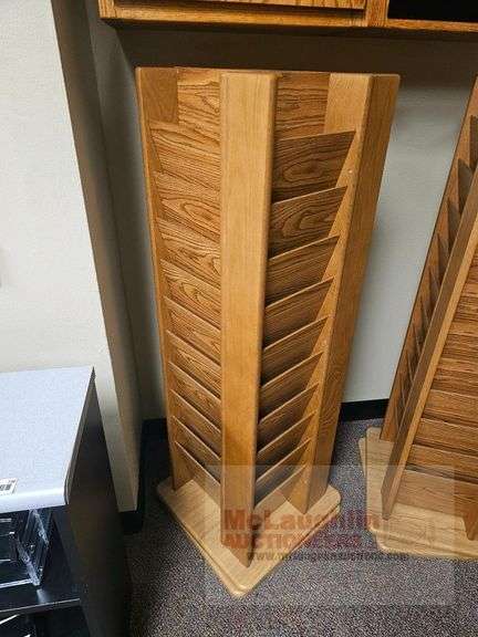 Wooden Magazine / Paper Storage Rack, Natural Oak Finish, Rotating Base ...