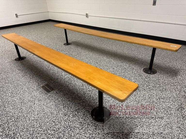 Two Wood Locker Room Benches - McLaughlin Auctioneers, LLC- mc-bid.com