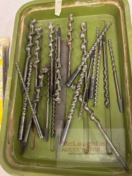Auger Drill Bits and File Set, Spiral Cutting Edge, 12 Bits, 2 Files ...
