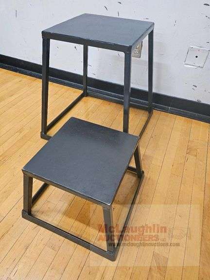 Black Metal Plyometric Boxes, Set of Two, Ideal for Fitness Training ...