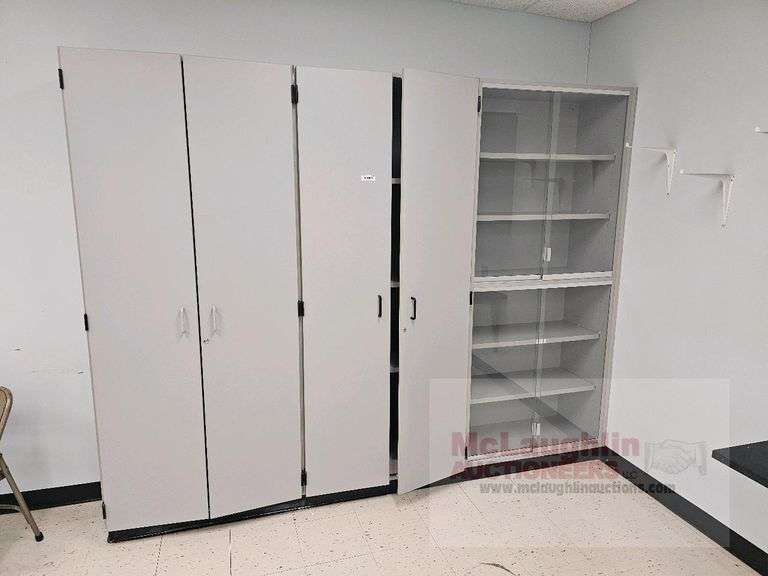 Gray Metal Storage Cabinets with 4 Shelves, Glass Door Feature ...