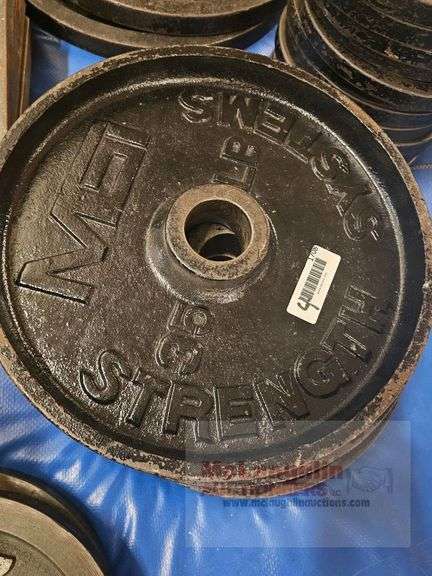 MST 15 lb Cast Iron Weight Plates, Black Finish, 1-inch Hole ...