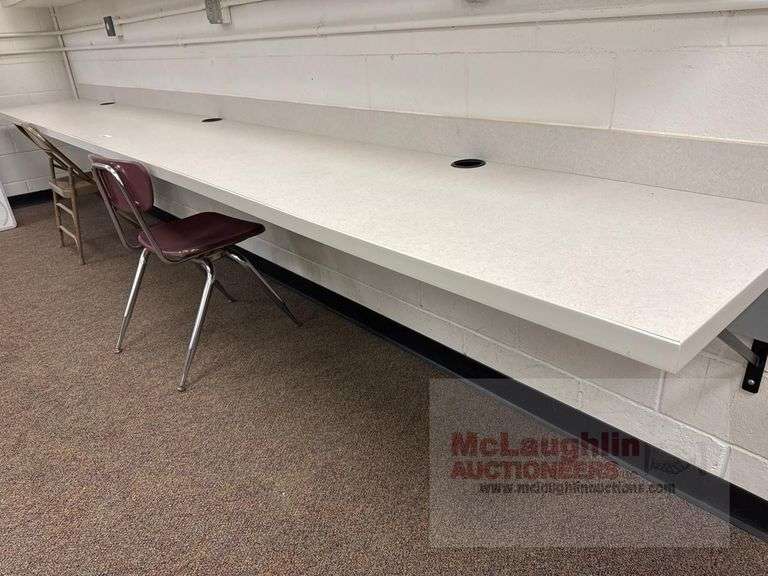 Wall-Mounted Countertop with Cable Grommets, 15ft Length, Light Gray ...