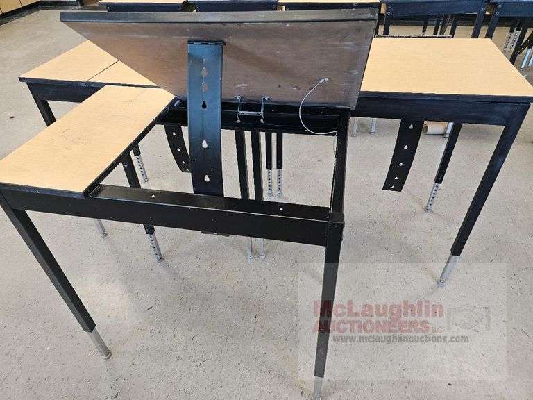 Adjustable Drafting Table, Manual Tilt, Wood Top, Metal Frame, Beige ...