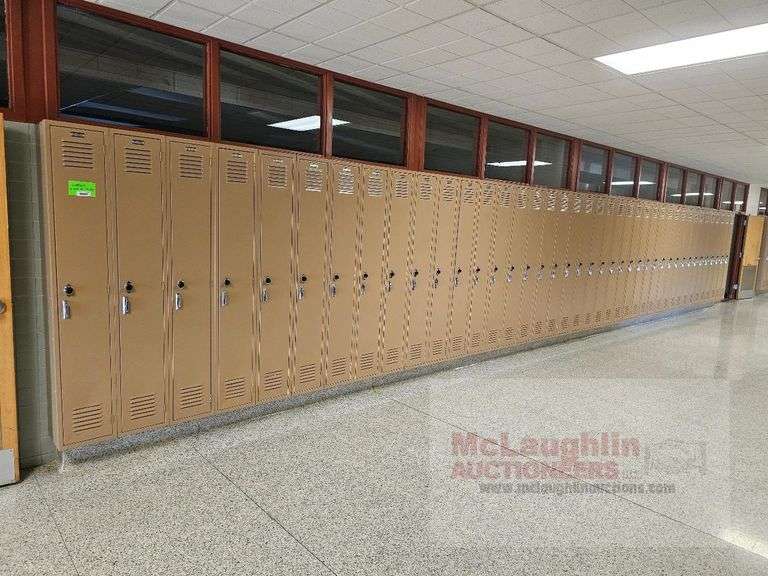 Beige Metal School Lockers, Combo Locks, Louvered Vents. 2-348 to 2-387 ...