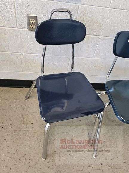 Dark Blue School Chair, Chrome Frame, Stackable Design - McLaughlin ...