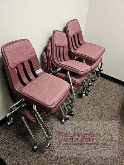 Burgundy Stackable Rolling Fabric Chairs - McLaughlin Auctioneers, LLC ...