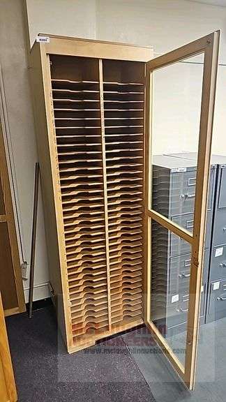 Wooden Sheet Music Cabinet with Glass Door, Approx. 40 Shelves ...