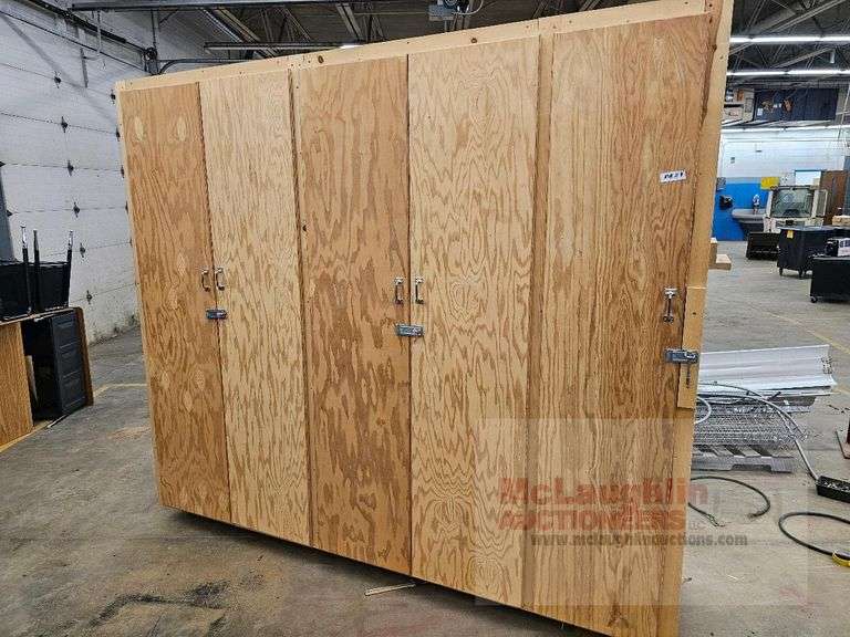 Large Wooden Storage Cabinet with 4 Doors, Padlock Latch - McLaughlin ...