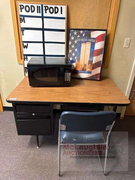 Hamilton Beach Countertop Microwave Oven, Desk, Chair, Whiteboard ...