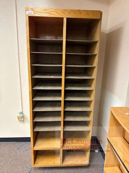 Wooden Storage Cabinet, 18 Shelves, Natural Wood Finish, Serial: B0004 ...