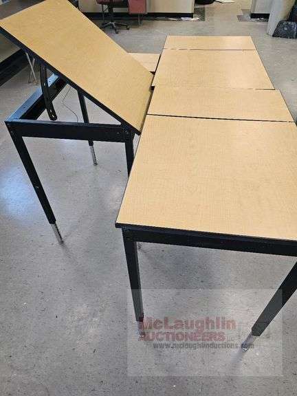 Adjustable Drafting Table, Manual Tilt, Wood Top, Metal Frame, Beige ...