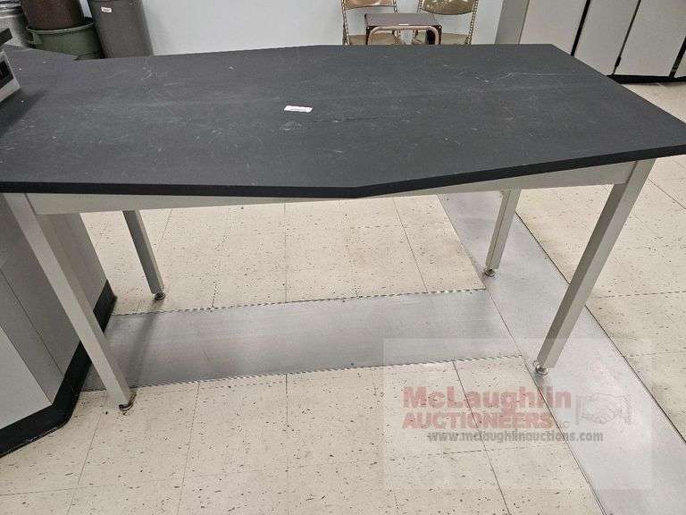 Laboratory Table, Steel Legs, Matte Black Resin Surface, 72x30x30 ...