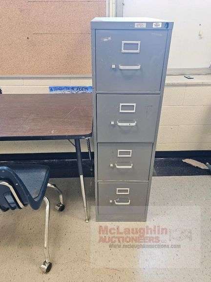 Metal Filing Cabinet, Table and 2 chairs - McLaughlin Auctioneers, LLC ...
