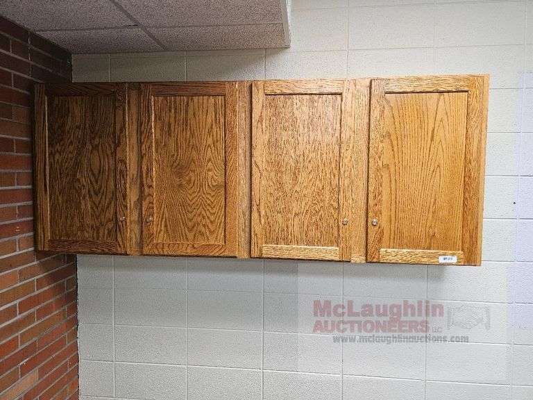 Oak Wood Wall-Mounted Cabinet - McLaughlin Auctioneers, LLC- mc-bid.com
