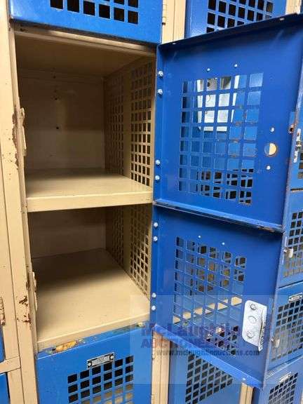 Beige and Blue Metal Gym/School Lockers, Ventilated Doors, Multiple ...