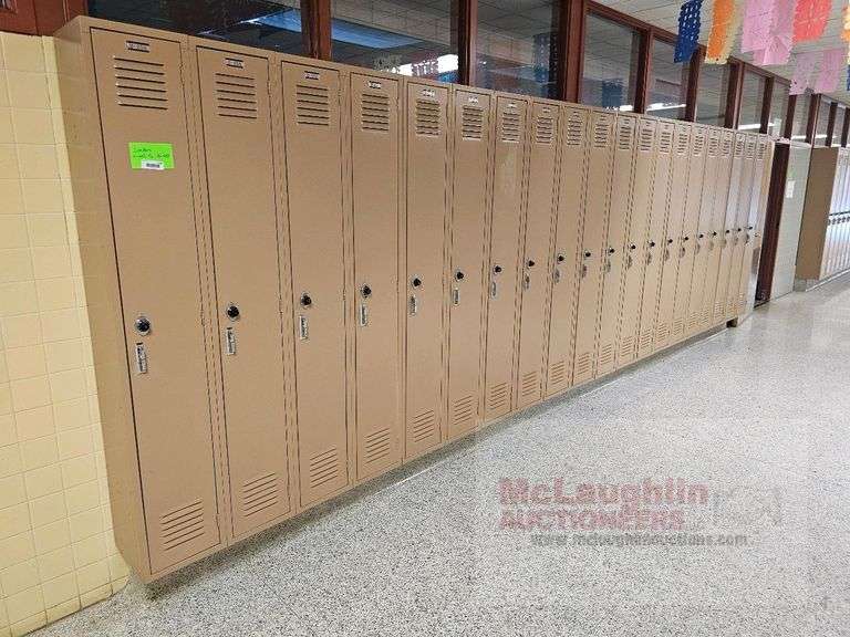 Beige Metal School Lockers, 18 Units, Combination Locks. 2-240 to 2-259 ...