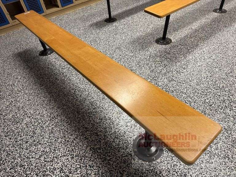 Locker Room Bench, Wood Top with Metal Legs, Floor Mounted, 96x10x18 ...