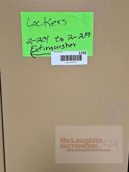 Beige Metal Lockers with Built-in Combination Locks, Fire Extinguisher ...