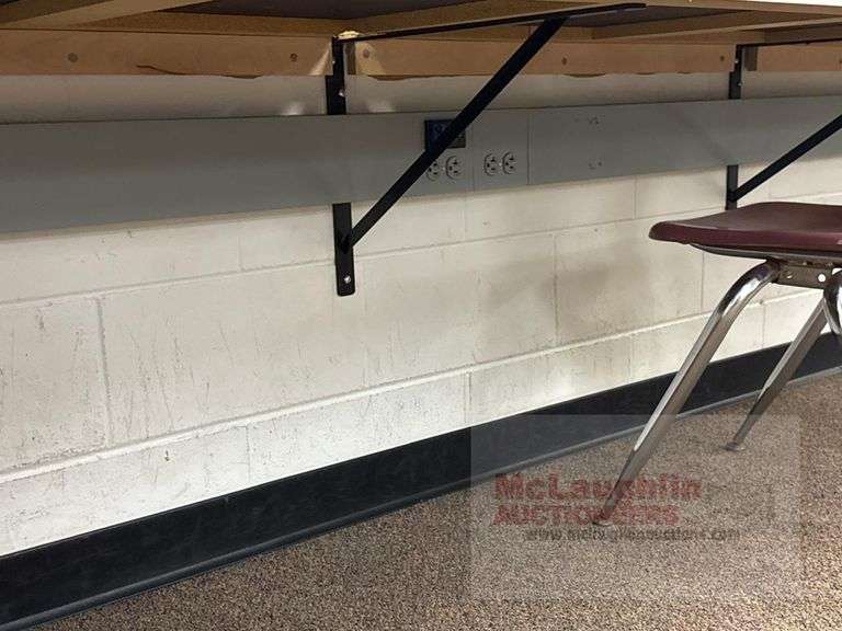 Wall-Mounted Countertop with Cable Grommets, 15ft Length, Light Gray ...