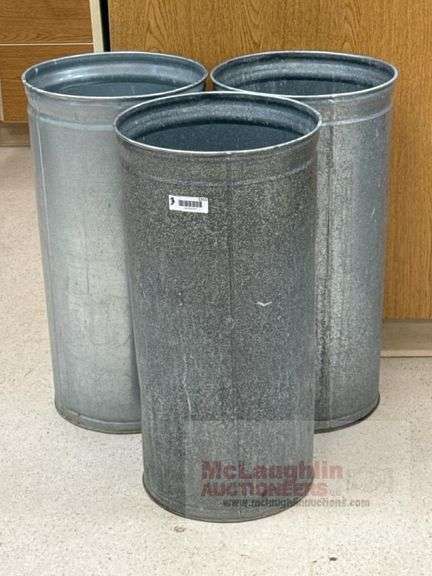 Metal Trash Cans, Tall Galvanized Steel - McLaughlin Auctioneers, LLC ...