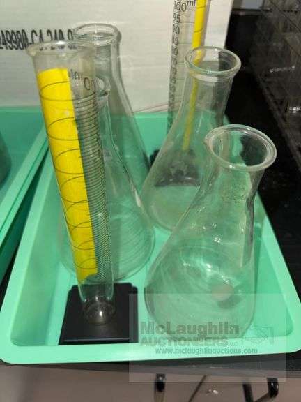 Laboratory Glassware Set with Erlenmeyer Flasks, Graduated Cylinders ...